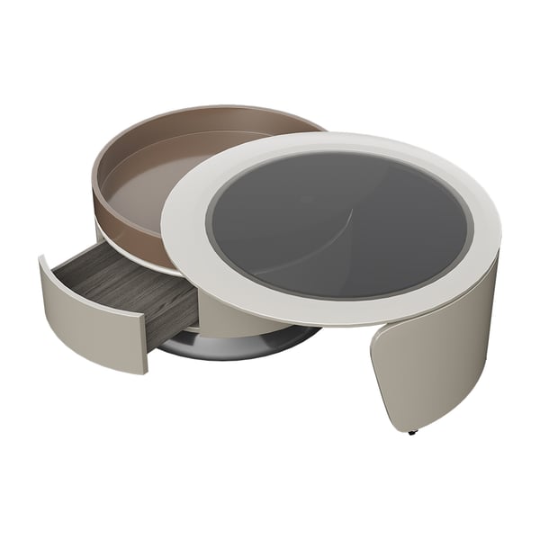 Free Shipping on Gray Round Wood Swivel Modern Coffee Table with ...