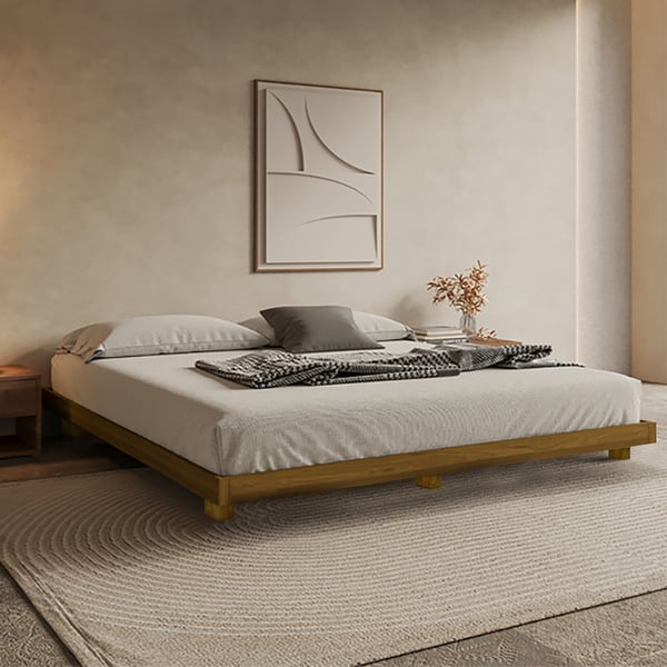 Lit king size bas de style japonais avec cadre de lit en bois massif en ...