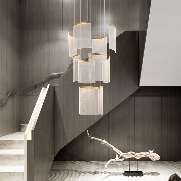 11-Light Gold Entryway Foyer 3-Tiered LED Chandelier Modern Hotel ...