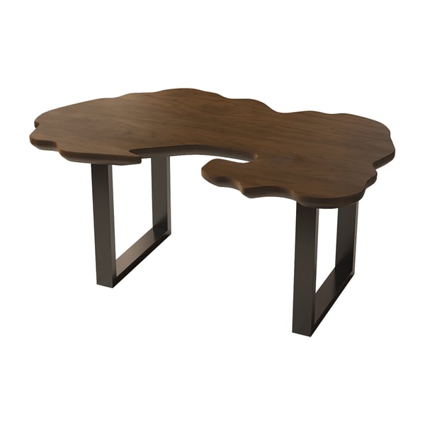 Rustic 39.8" Live-Edge Coffee Table Walnut & Black with Wooden Tabletop ...
