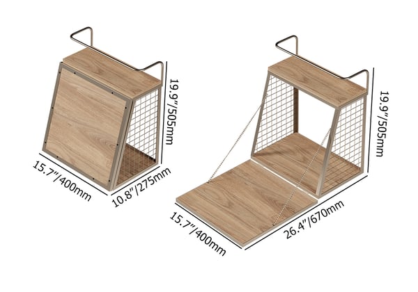 Industrial Floating Bar Table with Storage Natural Wood Hanging ...