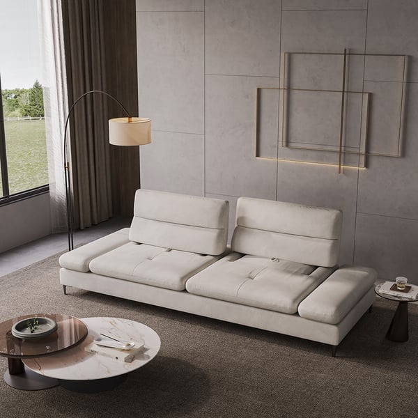 112.2" Modern Velvet Extra Deep Seat 4 Seater Sofa with Adjustable ...