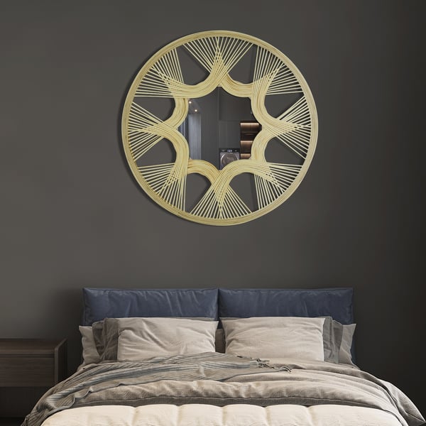 600mm Boho Round Woven Rattan Wall Mirror Decor Art Living Room Bedroom ...
