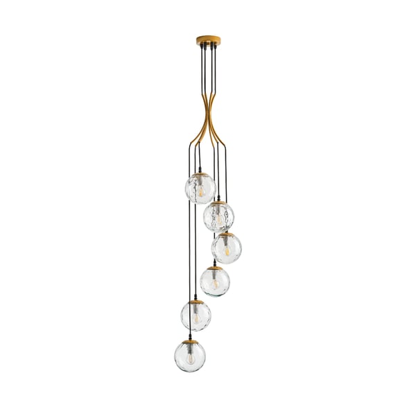 6-Light LED Glass Entryway Foyer Bubble Chandelier Tiered Long Pendant ...