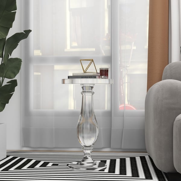 14" Modern Acrylic Clear Round End Table with Pedestal | Homary