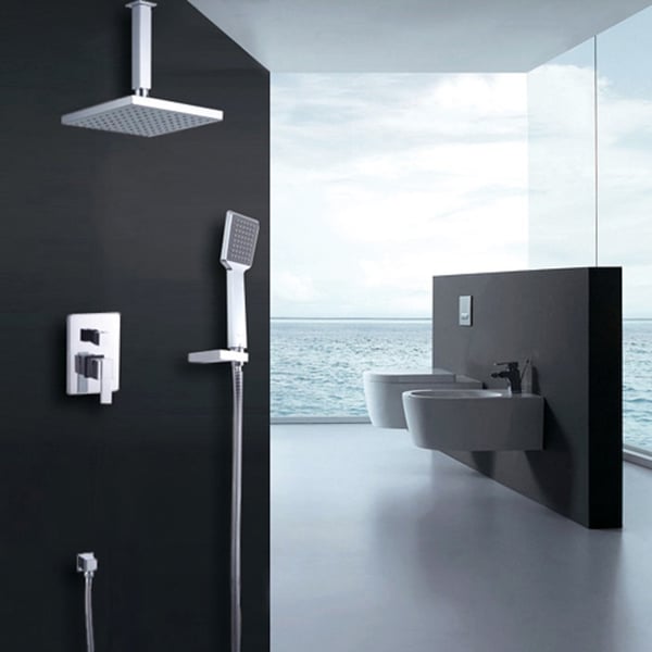 Modern Square Ceiling-Mount Shower Head Wall Mounted Handshower System ...