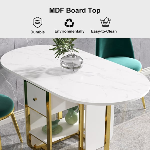 Free Shipping on Fabled Modern Extendable White Dining Table with Wood ...