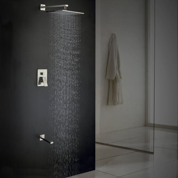 Modern Square 8" Brass Rainfall Shower Head Wall Mount shower System ...