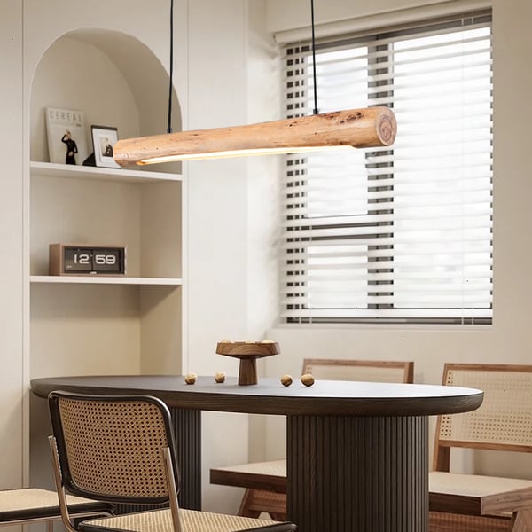 Minimalist LED Linear Wood Kitchen Island Lighting Cord Adjustable for ...