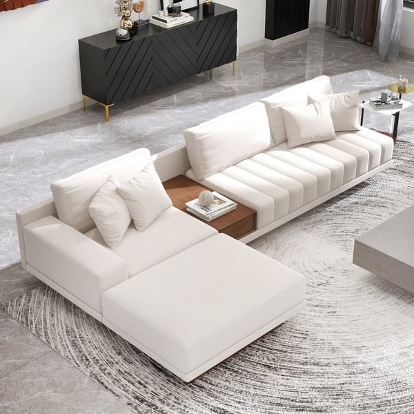 Free Shipping on 126" L-Shaped Off-White Modular Sectional Sofa with ...