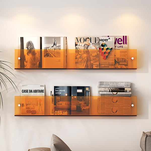 31.5" Modern Acrylic Wall Mounted Floating Shelf Book Storage Display ...