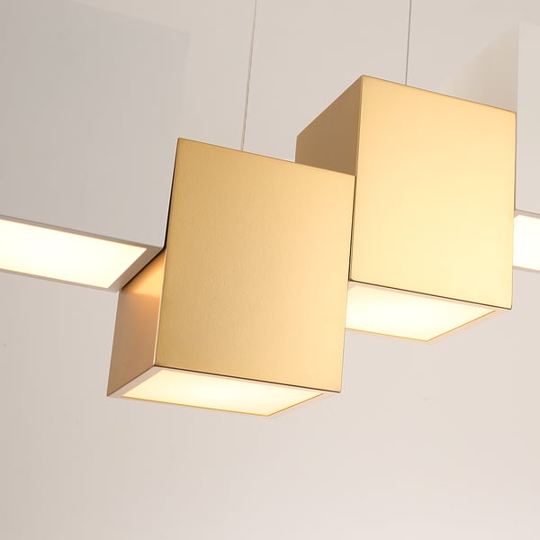 6-Light Modern Linear Gold & White Kitchen Island Light Square Pendant ...