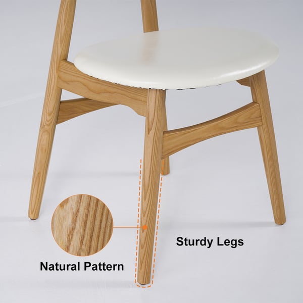 Free Shipping on Japandi Natural Rattan Upholstered Dining Chair Ash Wood Side Chair Faux ...