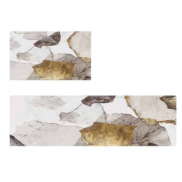 2 Pieces Modern Gold Kitchen Runner Mats Non-slip Abstract Kitchen Rug ...