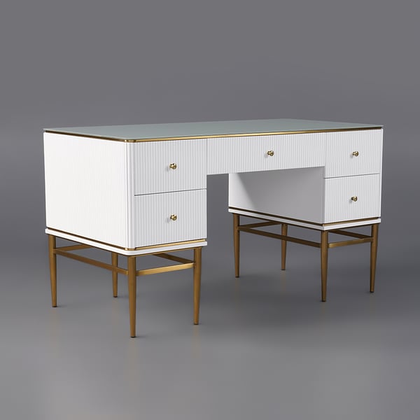 Free Shipping on Bline Modern Executive Desk with Drawers in White｜Homary
