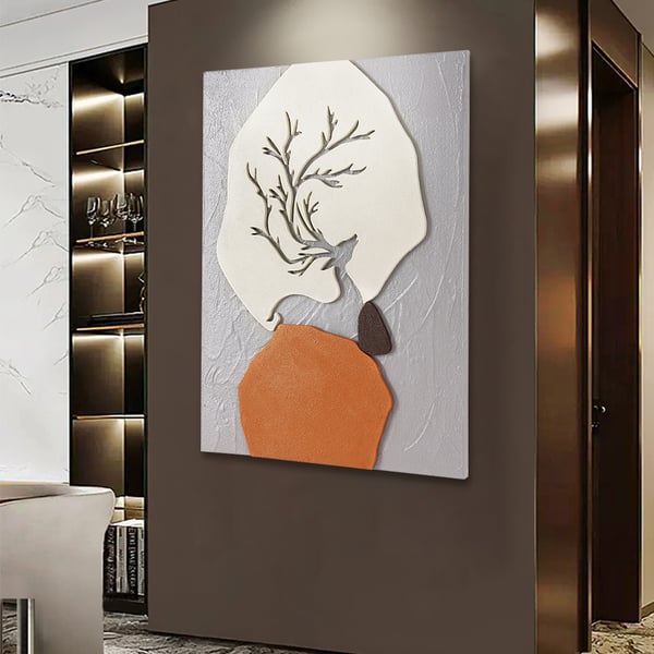 Art Deco Deer Wall Decor 3D Abstract Geometric Elk Painting for Living ...