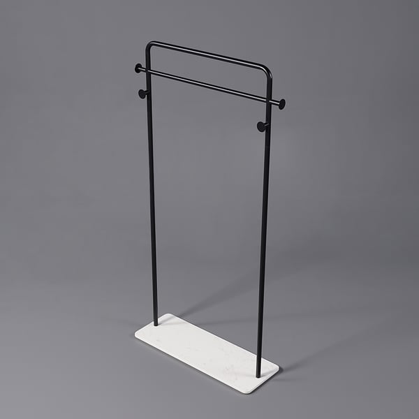 Perchero contemporáneo de metal para ropa con ganchos y base de mármol ...