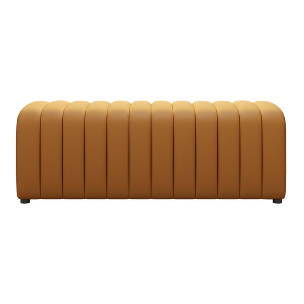 1200mm Modern Orange Leather Entryway Bench Leather Upholstered Channel ...