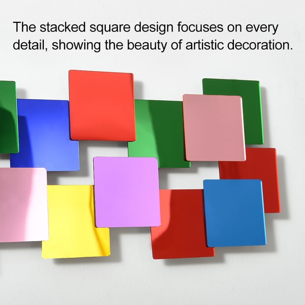 30.3" Mirrored Acrylic 3D Multicolor Cubes Wall Art Geometric Square ...