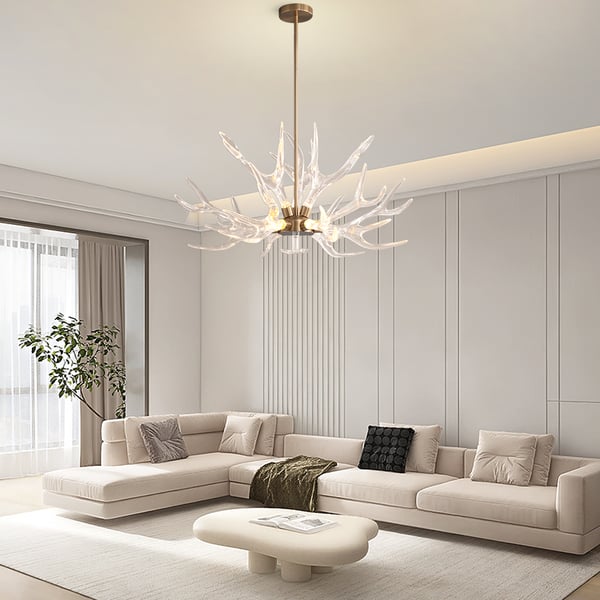 Gold 6-Light Resin Deer Horn Antler Ceiling Chandelier Light | Homary