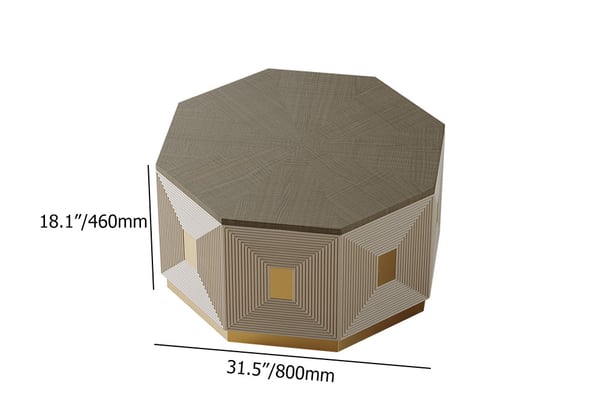 Mid Century Modern Block Coffee Table in Light Gray & Champagne with ...