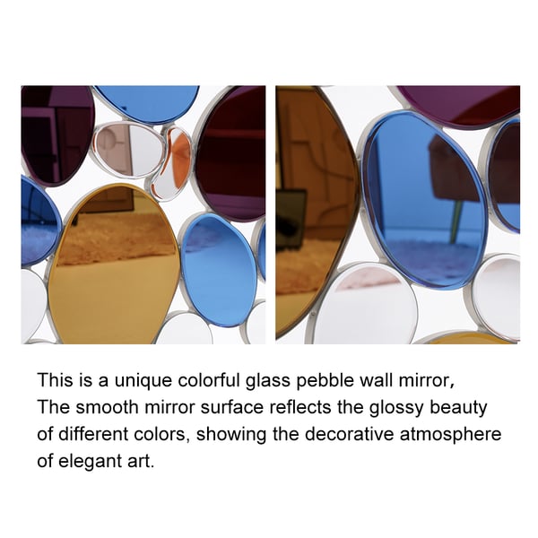 31.5" Large Abstract Irregular Colorful Pebble Wall Mirror Decor Art ...