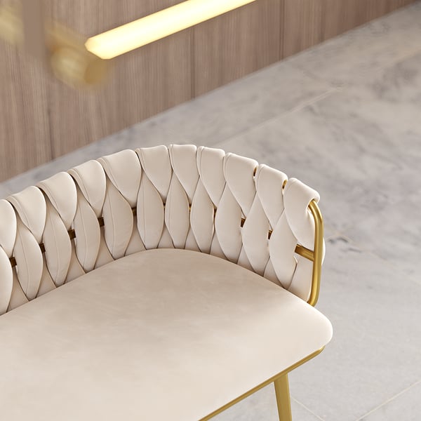 Sweave 48" Off-White Dining Bench Woven Back Modern Upholstered Bench ...