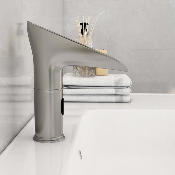 LED Single Hole Touchless Electronic Bathroom Sink Waterfall Faucet in ...