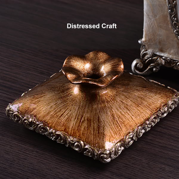 Shellium Resin & Shell Brown Tissue Box with Vase & Fake Flower ...