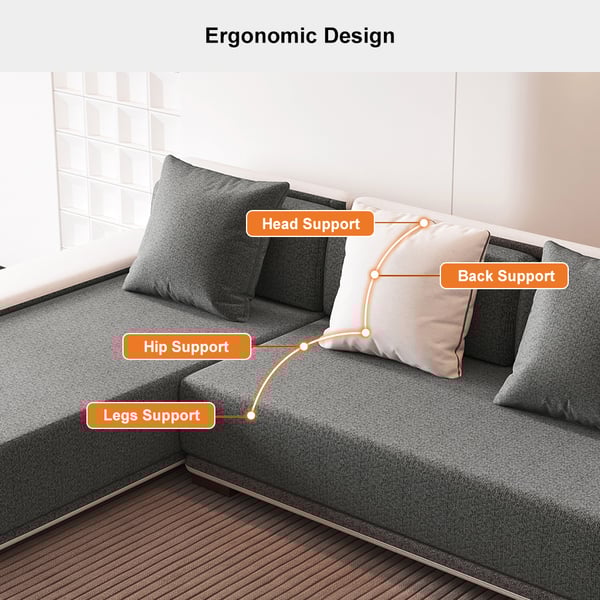 Doart 2750mm Cotton & Linen Convertible Sleeper Sofa Modular Corner L-Shaped 4-Seater-Homary
