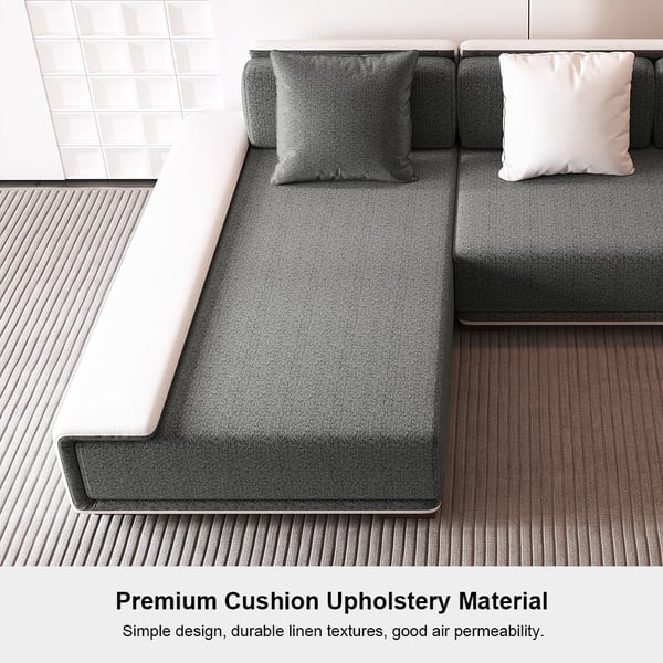 Doart 2750mm Cotton & Linen Convertible Sleeper Sofa Modular Corner L-Shaped 4-Seater-Homary