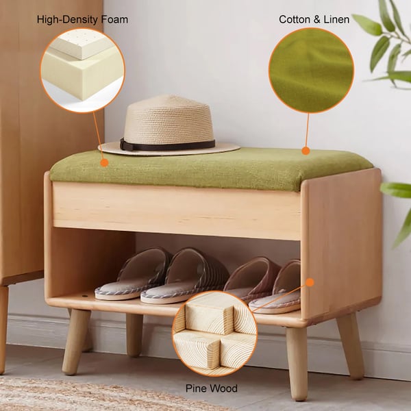 Free Shipping on 23.6" Modern Upholstered Green Shoe Rack Flip-Top ...