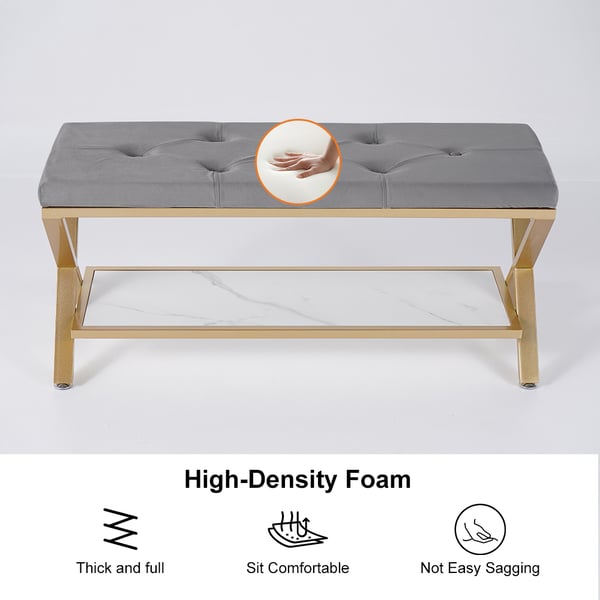 Free Shipping on Gray Entryway Bench with Storage Bed Bench Velvet ...