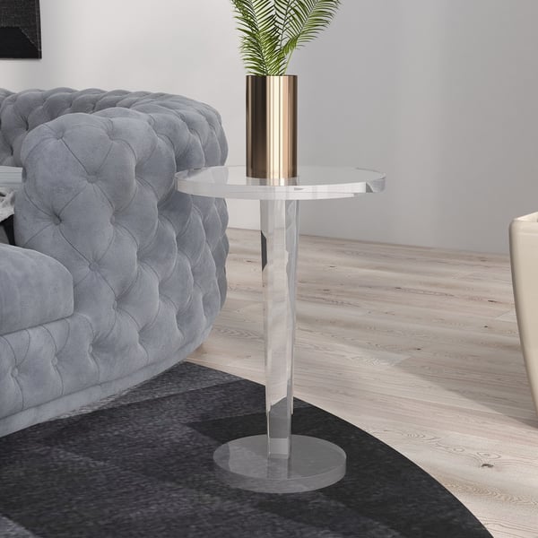 Round Acrylic End Table Modern Clear Side Table-Homary