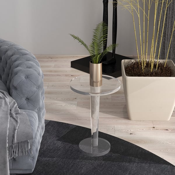 Round Acrylic End Table Modern Clear Side Table | Homary