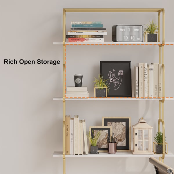 Free Shipping on 70.9" Modern Freestanding Etagere Bookshelf in Gold ...