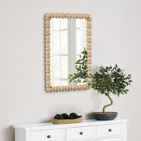 Espejo de pared con cuentas de madera rectangulares grandes, estilo ...