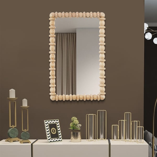 Espejo de pared con cuentas de madera rectangulares grandes, estilo ...