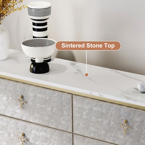 Art Deco Capiz Shell Dresser 6 Drawer Chest Storage Cabinet with ...