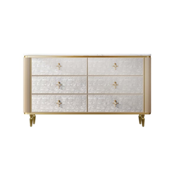 Art Deco Capiz Shell Dresser 6 Drawer Chest Storage Cabinet with ...