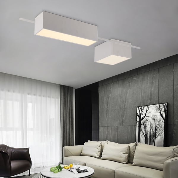 2-Light Rectangle Modern Flush Mount LED Ceiling Light with Acrylic in ...