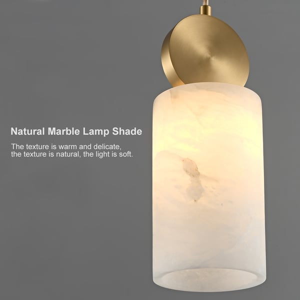 Gold Pendant Light with Alabaster Marble Shade for Living Room | Homary