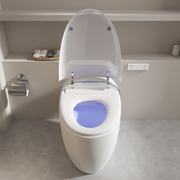 Toilette intelligente moderne en forme d'œuf blanche en une seule pièce ...