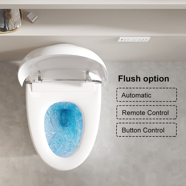 Toilette intelligente moderne en forme d'œuf blanche en une seule pièce ...