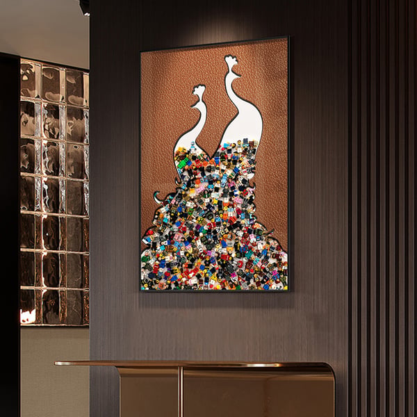 1000mm Rectangle Peacock Building Blocks Wall Art Decor with Aluminum ...