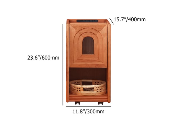 Rustic Narrow Smart Nightstand Cherry Bedside Table with Sensor Light ...