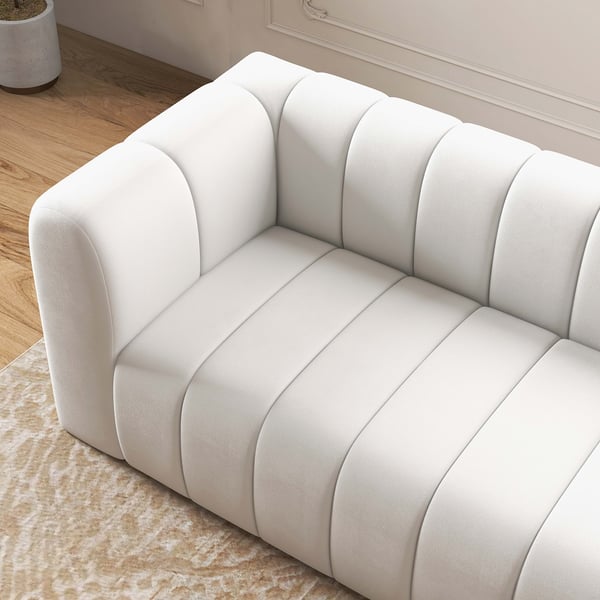 Sofá moderno de terciopelo blanco de 3 plazas de 2230 mm, tapizado con ...
