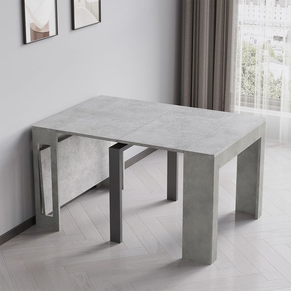 16"-73" Folding Gray Dining Table Modern Rectangle Dining Room Table ...