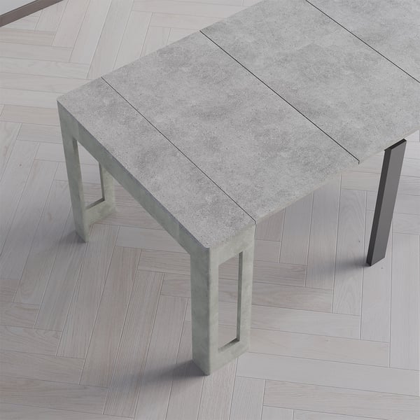 16"-73" Folding Gray Dining Table Modern Rectangle Dining Room Table ...