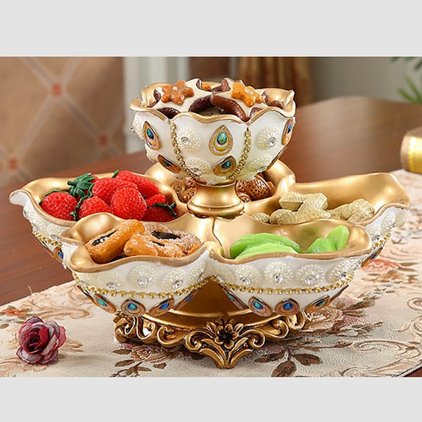 2 Tired Dried Fruit Snack Basket Resin Decorative Serving Storage Tray ...